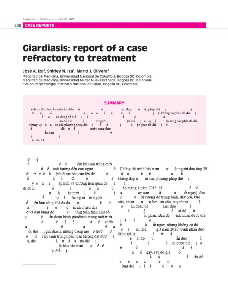 (Bản dịch) Giardiasis report of a case | PDF