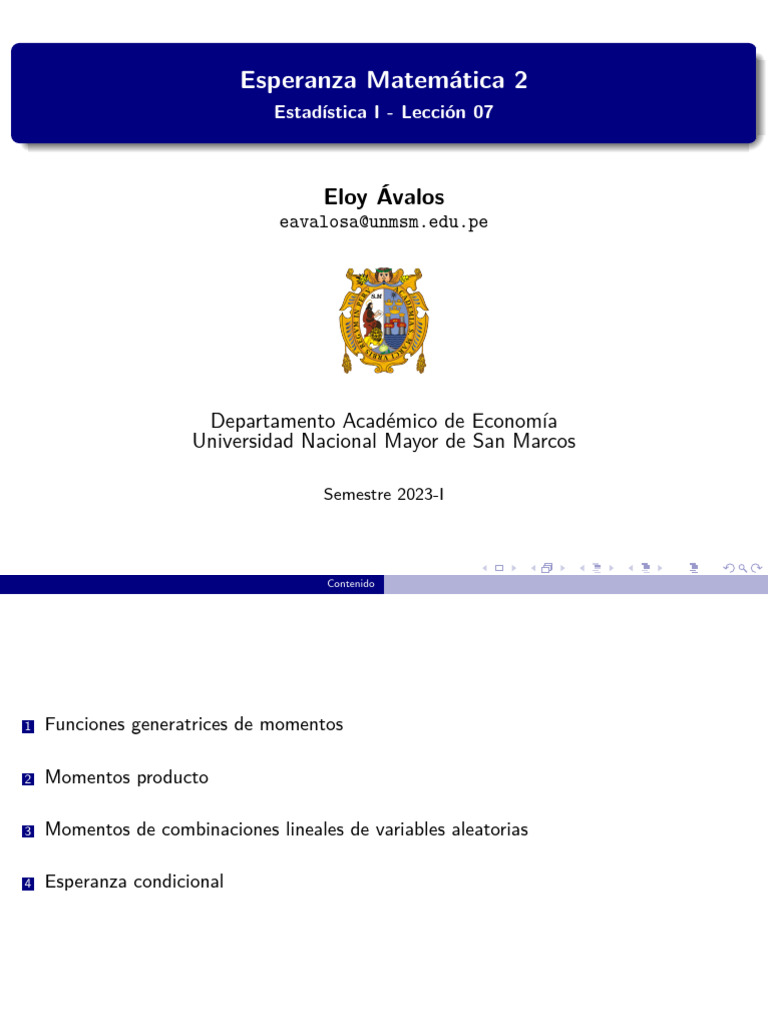 Momentos y Esperanza Condicional en Estadística | PDF | Covarianza ...