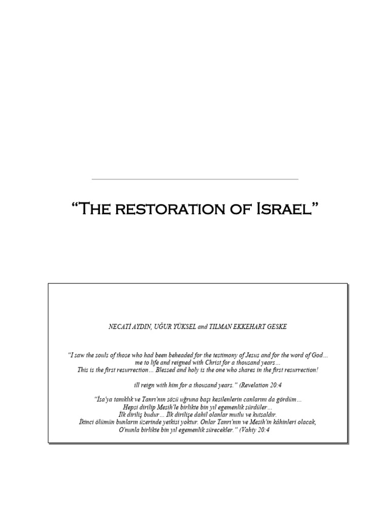 The Restoration of Israel in Two Stages | PDF | Acts Of The Apostles ...