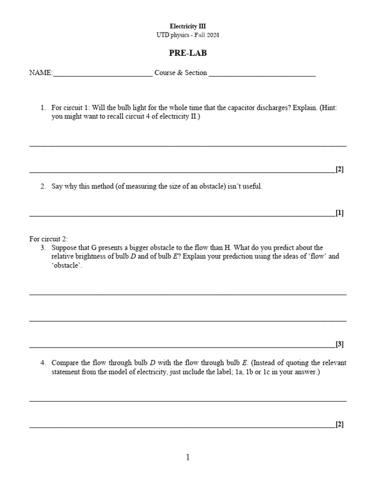 05.3 Template For Prelab On Electricity III | PDF | Electricity | Electrical Engineering