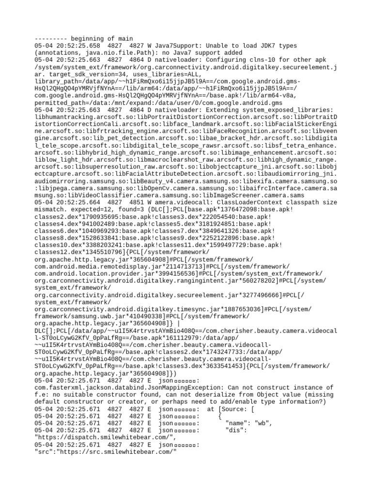 Com - Cherisher.beauty - Camera.videocall Logcat | PDF | Software | Computer Programming