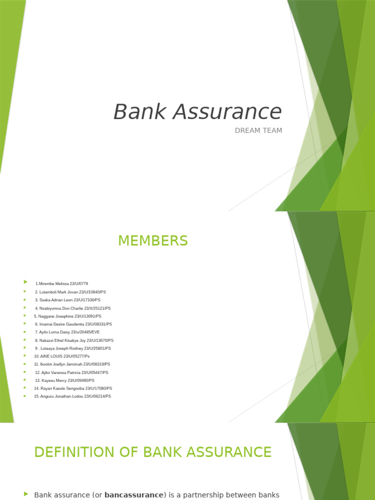 Bank Assurance - Dream Team | PDF | Insurance | Mortgages