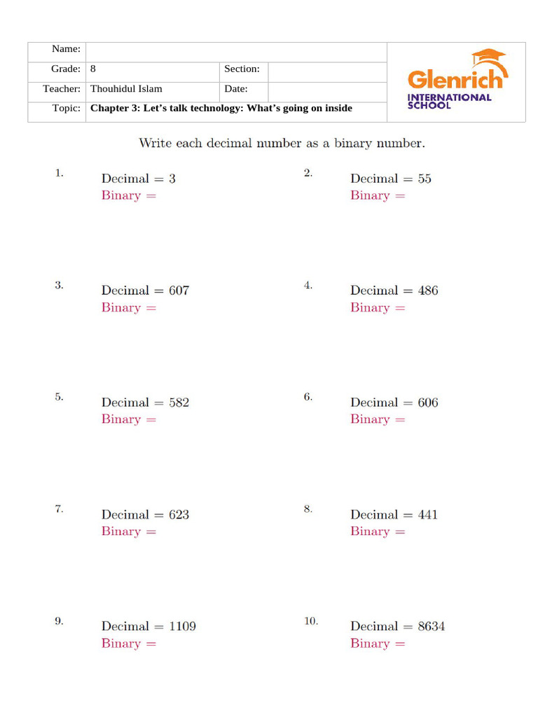 Chapter 3: Let's Talk Technology: What's Going On Inside: Name: Grade ...