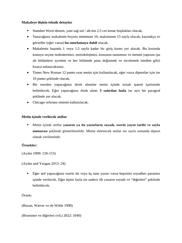 Seminer Dersi Makale Yazım Kuralları | PDF