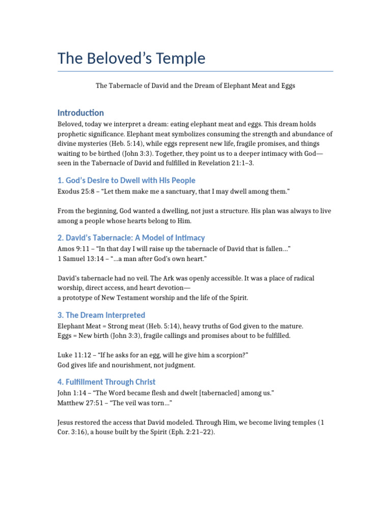 The Beloveds Temple Sermon | PDF | Tabernacle | Gospel Of John