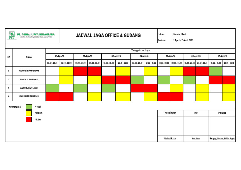 Week - 02 Form Absen Jaga Lebaran 2025 | PDF