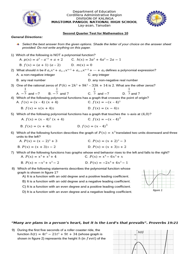 TQ - Q2 - Mathematics - 10 - Bryan Hidalgo-1 | PDF | Circle | Angle