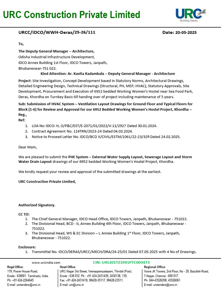 2025.05.20 - 111 - Submission of PHE Extrenal Services Drawings For Approval | PDF | Engineering ...