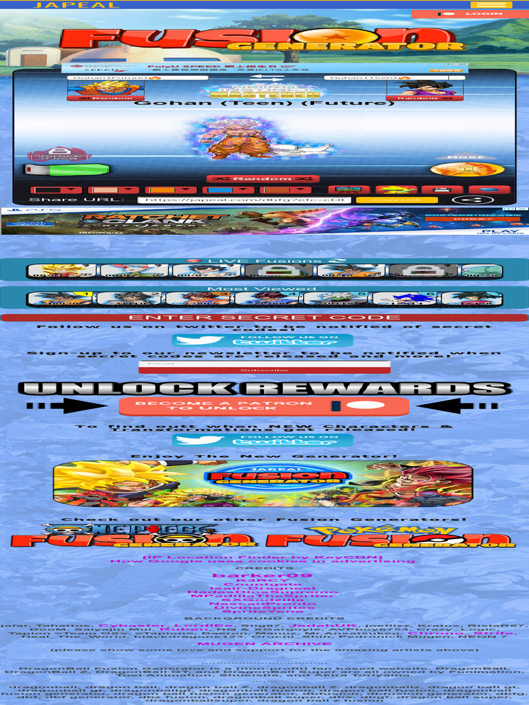 Dragon Ball Fusion Generator Codes | PDF | Dragon Ball | Anime And Manga
