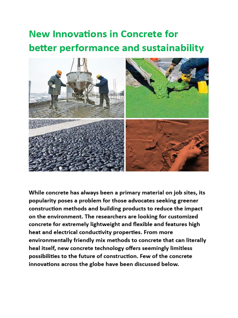 New Innovations in Concrete For Better Performance and Sustainability ...
