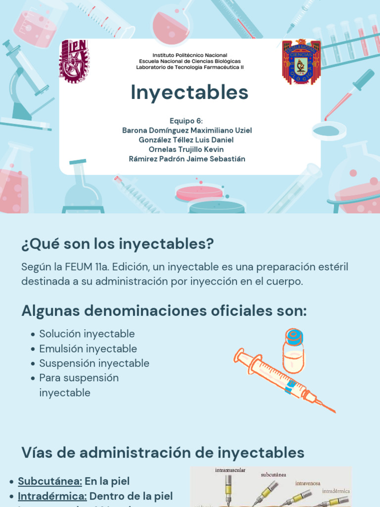 Seminario Inyectables | PDF | Esterilización (Microbiología) | Inyección (medicina)