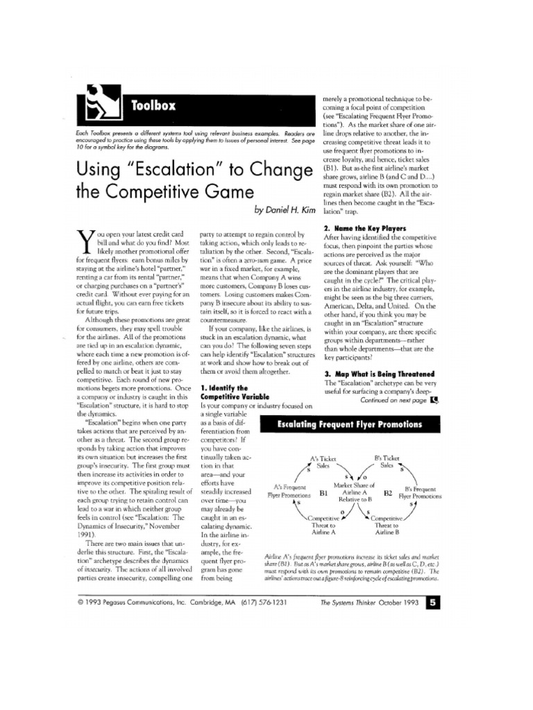 Using "Escalation" To Change The Competitive Game | PDF