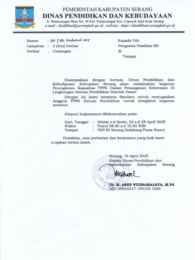 Undangan Kegiatan TPPK | PDF