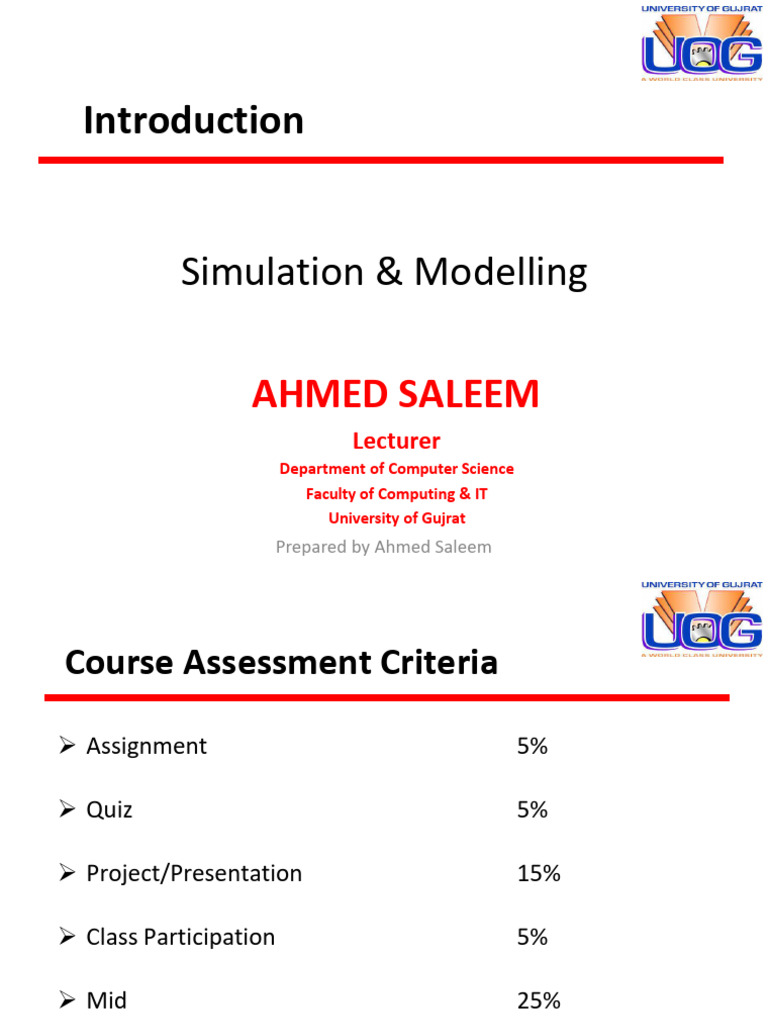 Lecture 1-Simulation and Modelling | PDF | Simulation | System
