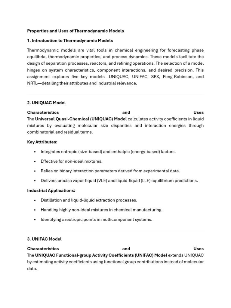 Thermodynamic Models in Chemical Engineering | PDF | Physics | Applied ...