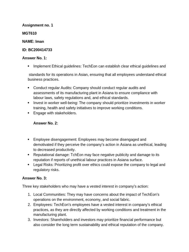 Assignment No 1 MGT610 Solution | PDF