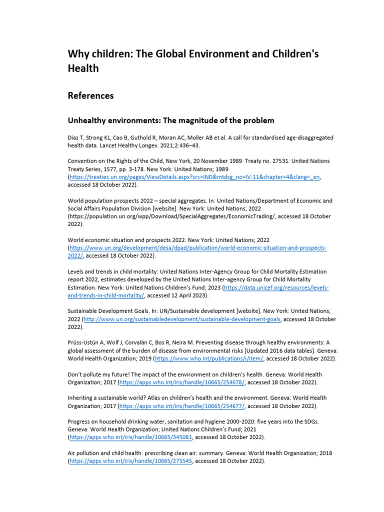 Why Children - References | PDF | Air Pollution | World Health Organization