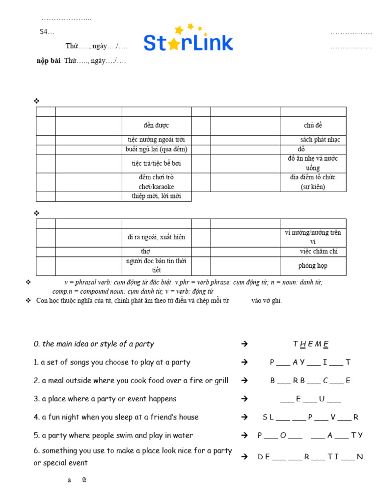 Foreign Teacher - S4 - W38 - Come To My Party!-Vocabulary & Speaking Practice | PDF | Syntax ...