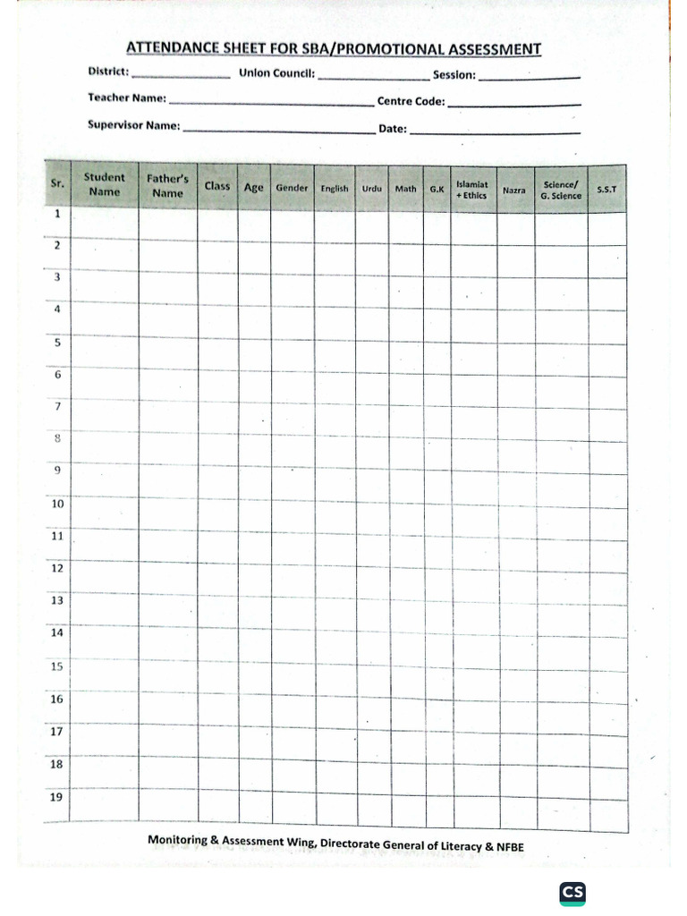 Attendance Sheet 25 | PDF