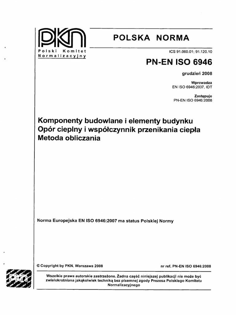 Pn-En Iso 6946 2008 | PDF