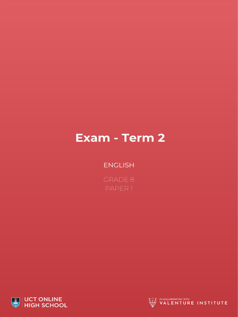 G08 English Exam Question Paper 1 | PDF | Adolescence | Traffic Collision