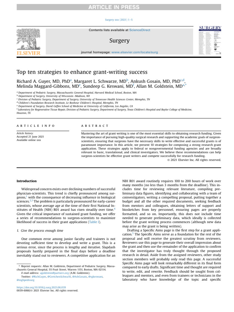 Top Ten Strategies To Enhance Grant-Writing Success | PDF | National ...