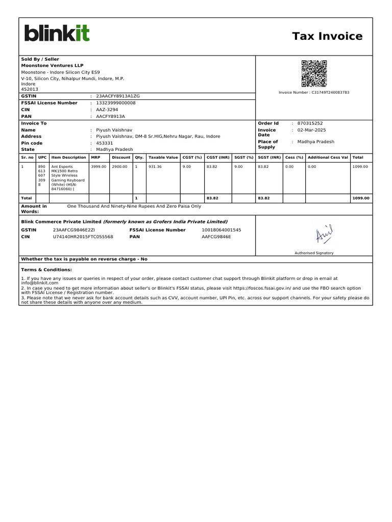 ForwardInvoice ORD896098164 | PDF | Invoice | Taxation