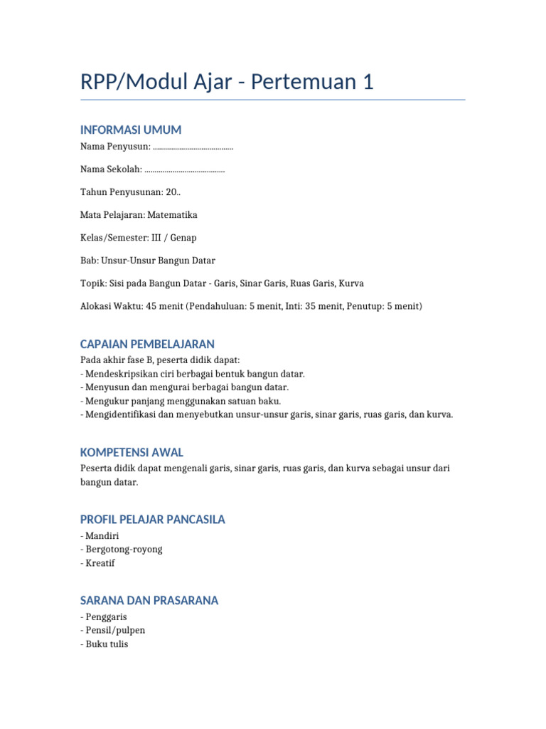 RPP Pertemuan1 Lengkap KM | PDF