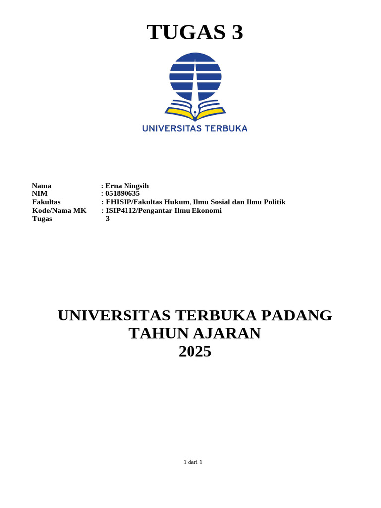 (Tugas 3) Pengantar Ilmu Ekonomi | PDF