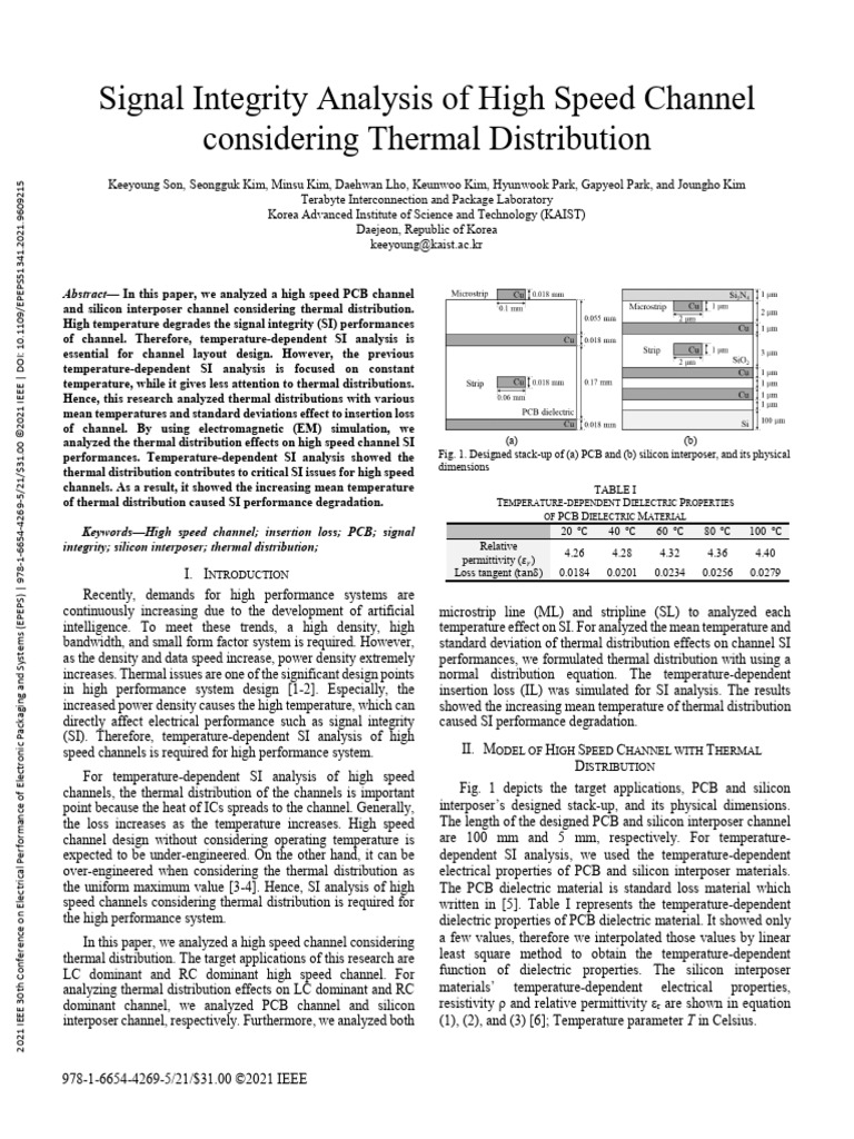 Thermal Impact on Signal Integrity Analysis | PDF | Printed Circuit ...