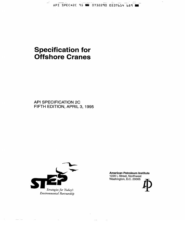 API 2C - Specification for Offshore Cranes | PDF
