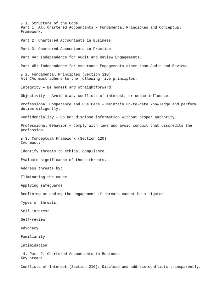 ICAP Code of Ethics Summary | PDF | Audit | Conflict Of Interest