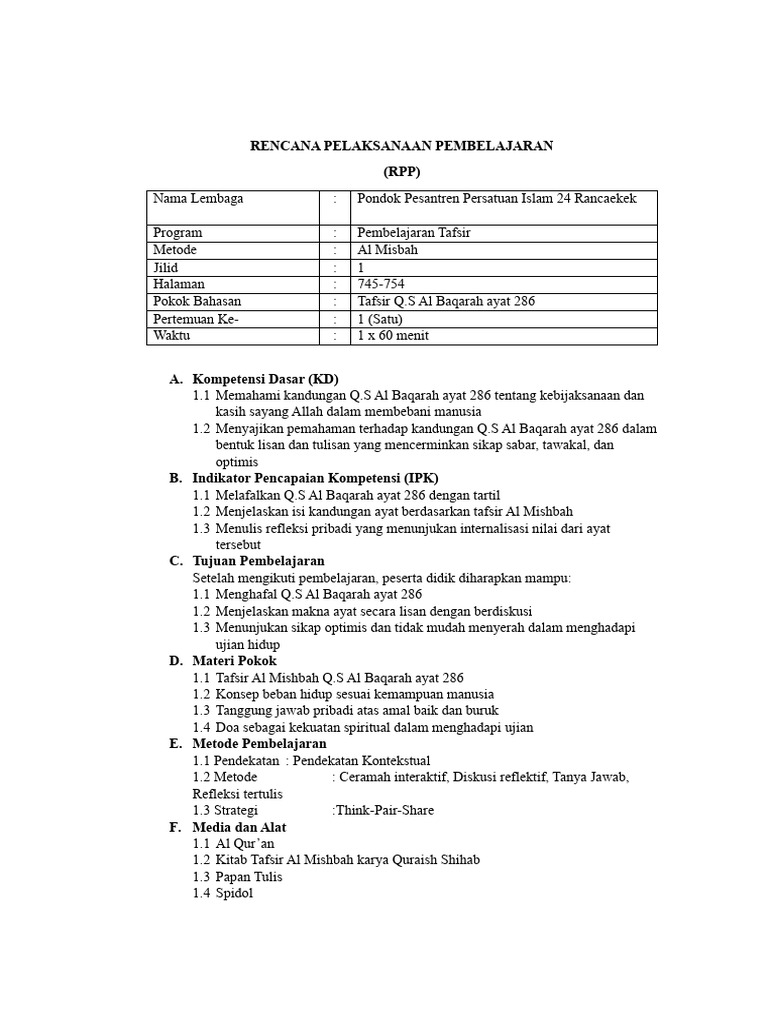 Rencana Pelaksanaan Pembelajaran Novi Mpat | PDF
