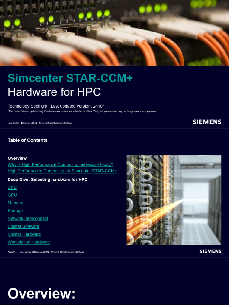 Simcenter STAR CCM+ 2410 Hardware for HPC Technology Spotlight Presentation | PDF | Central ...