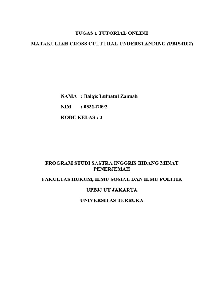 Tugas Tuton 1 Cross Cultural Understanding | PDF | Jihad | Religious Faiths