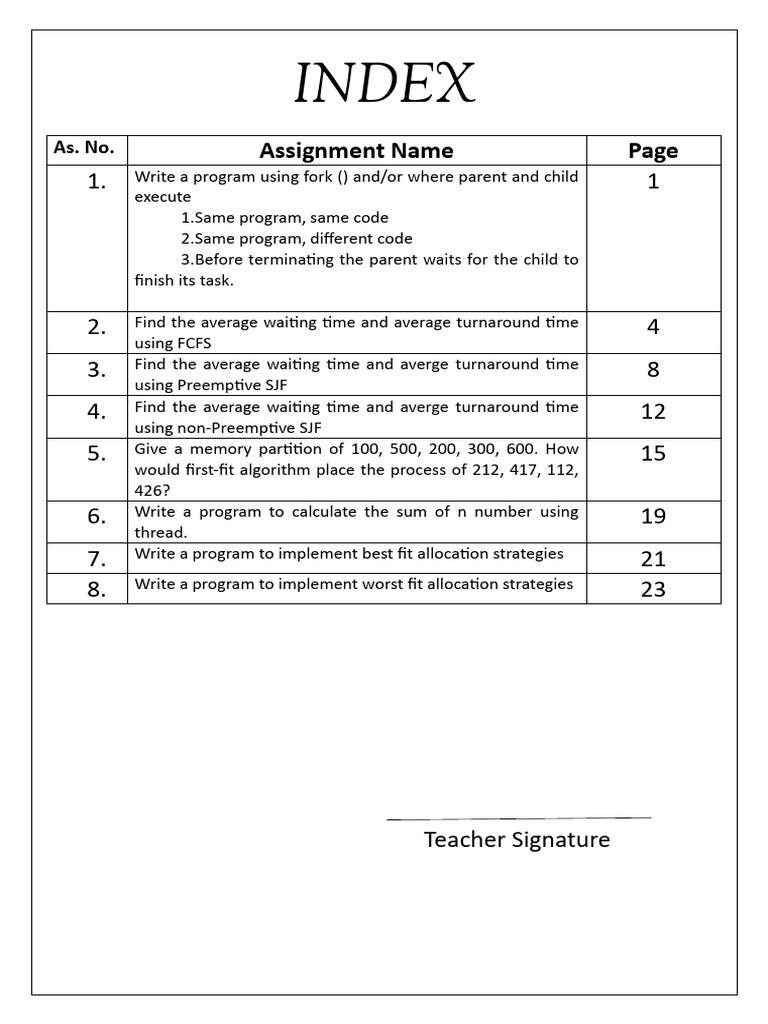 Index: Assignment Name | PDF
