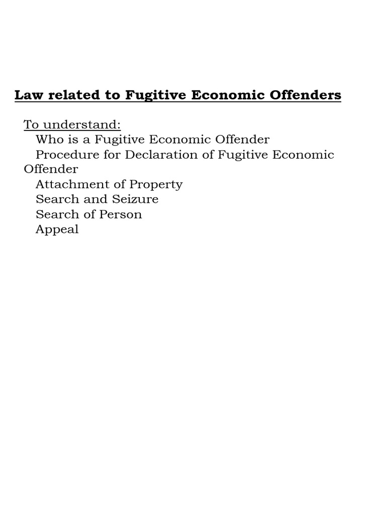 Fugitive Economic Offenders Act Overview | PDF | Evidence (Law ...