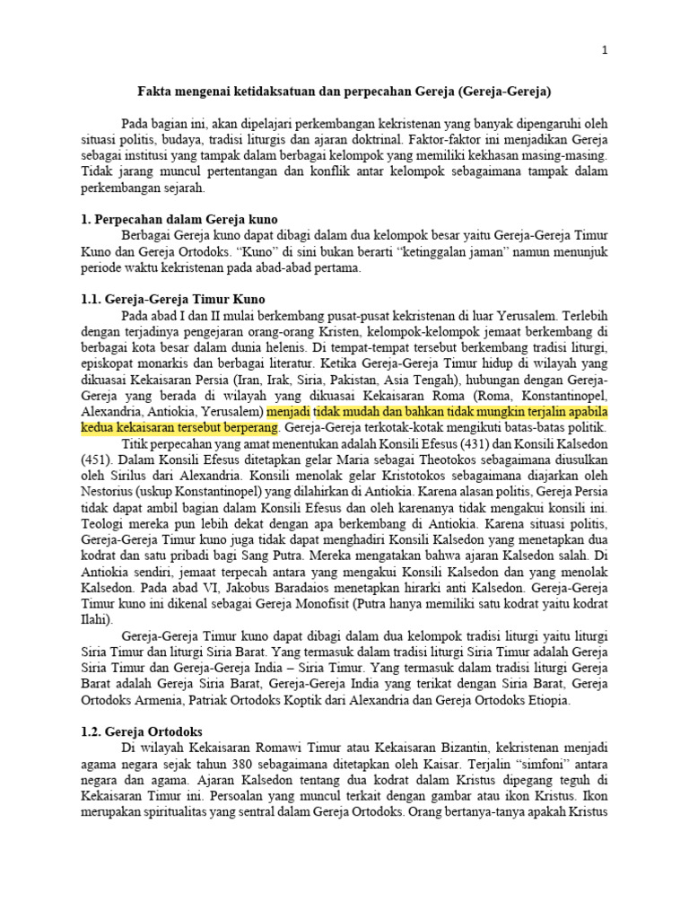 1. Fakta mengenai perpecahan Gereja-Gereja | PDF