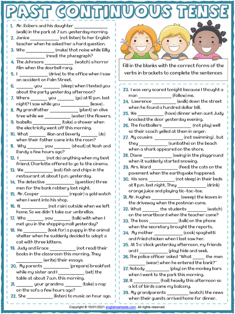 Past Continuous English Lesson Exercise | PDF