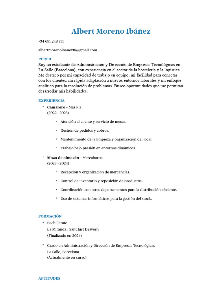 CV Albert Moreno | PDF