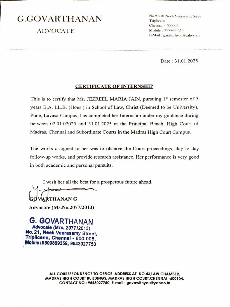 internship certificate | PDF