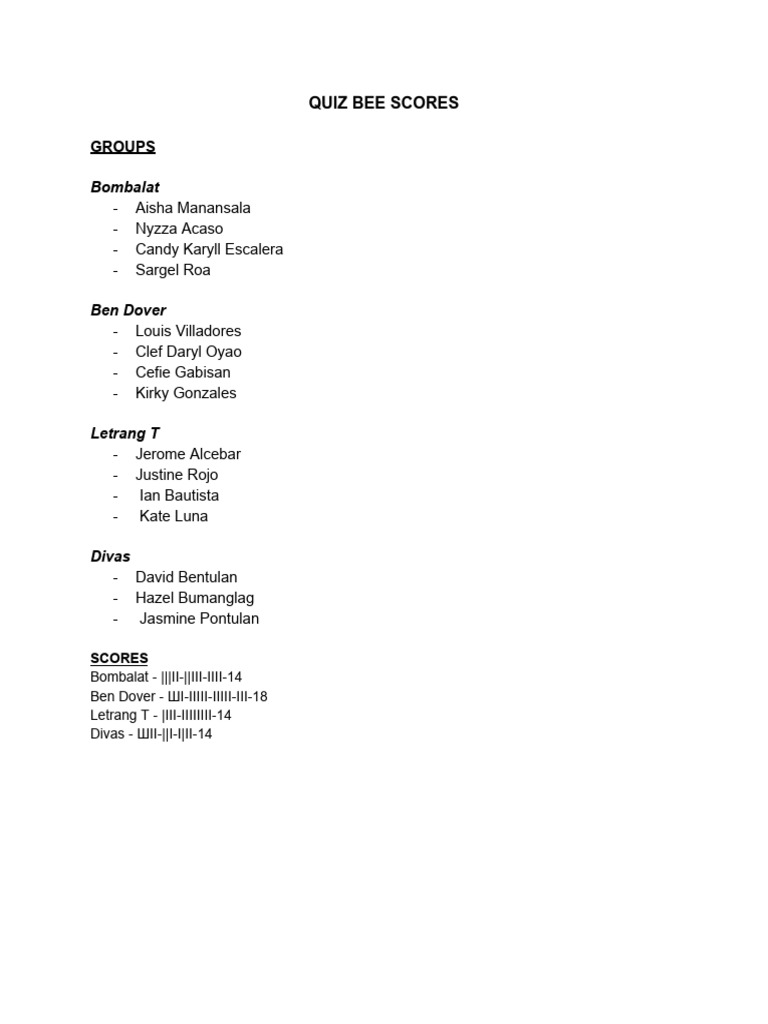 Scoring | PDF
