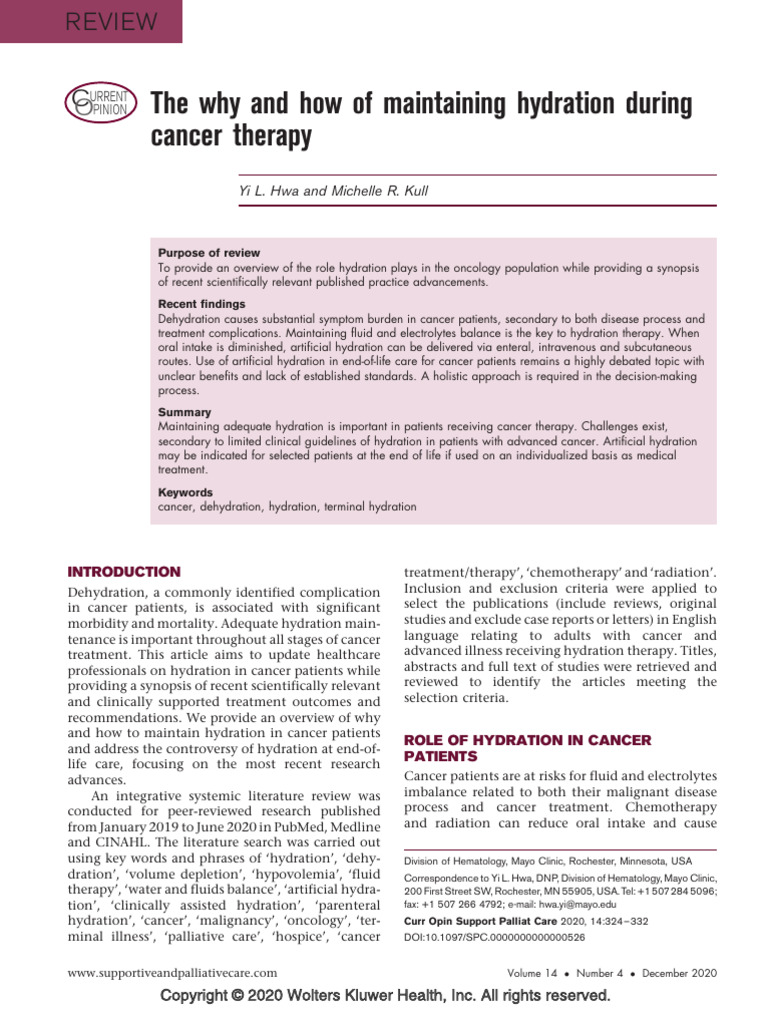 The Why and How of Maintaining Hydration During.7 | PDF | Dehydration ...