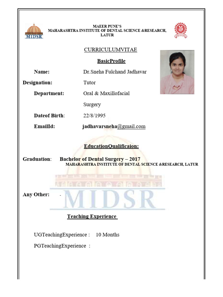 DR - Sneha Fulchand Jadhavar | PDF