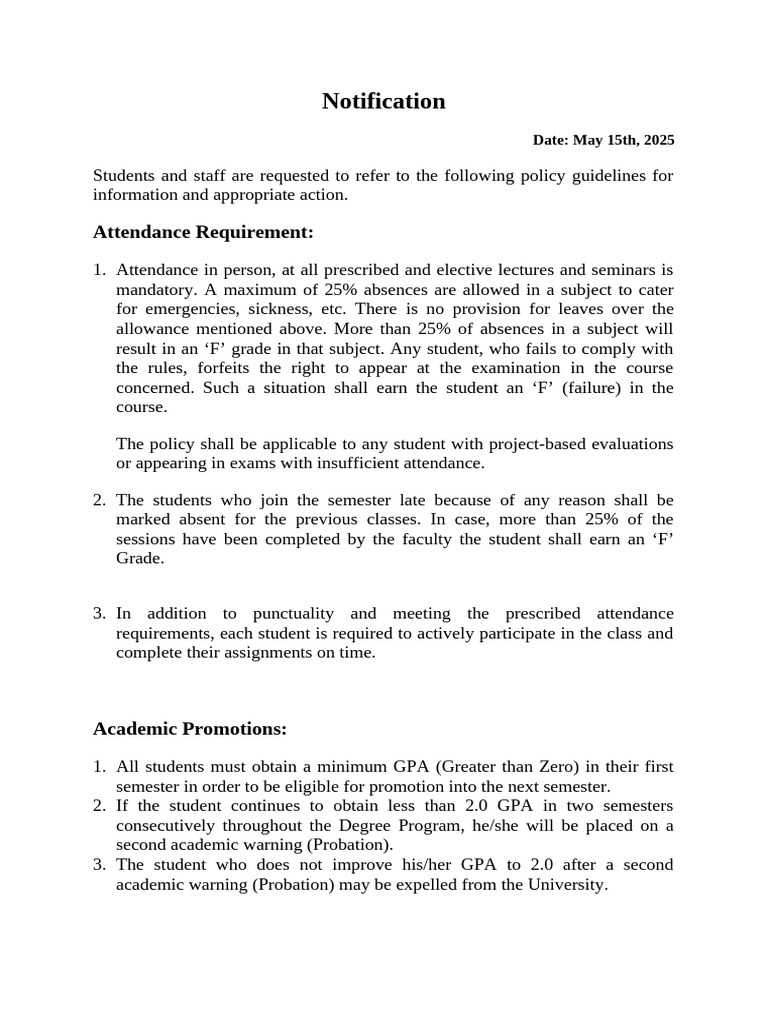 Attendance and Probation Notification | PDF
