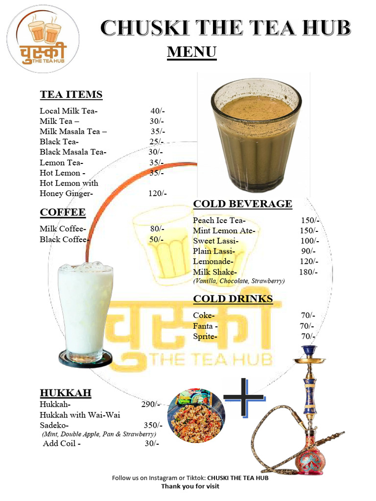 Chuski The Tea Hub New Menu | PDF | Tea | Foods