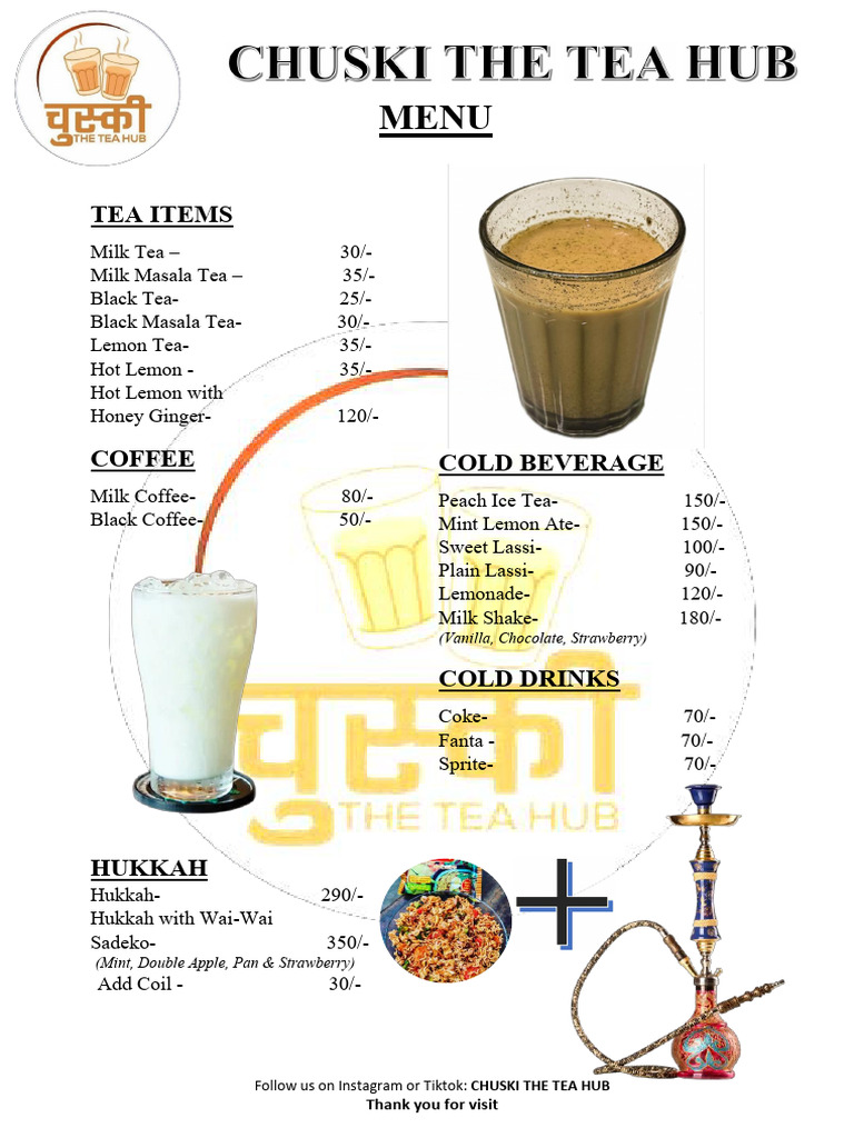 Chuski The Tea Hub New Menu | PDF | Tea | Cuisine