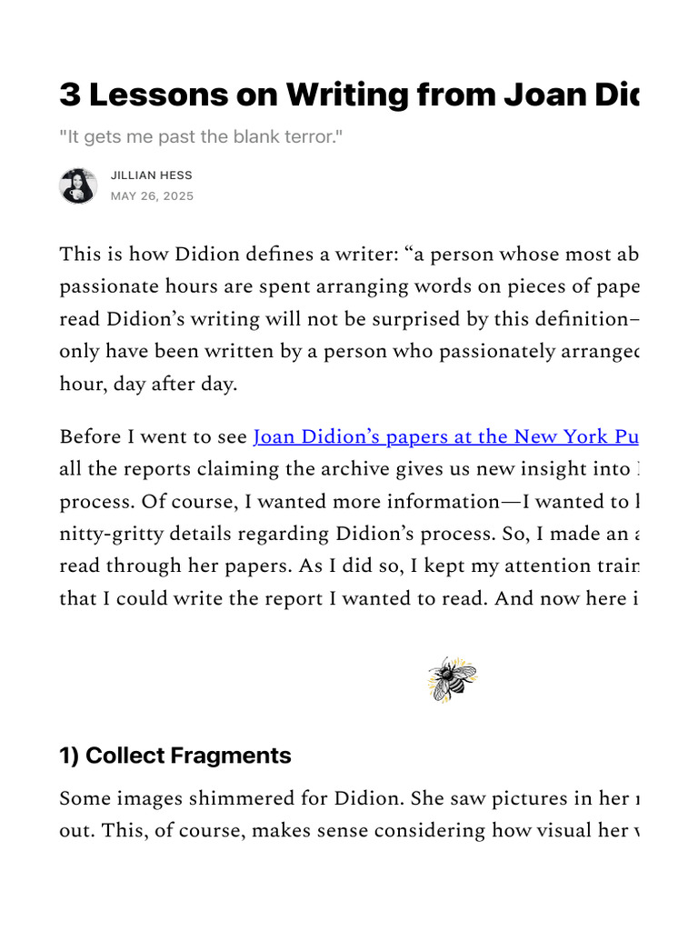 3 Lessons On Writing From Joan Didion's Notes | PDF