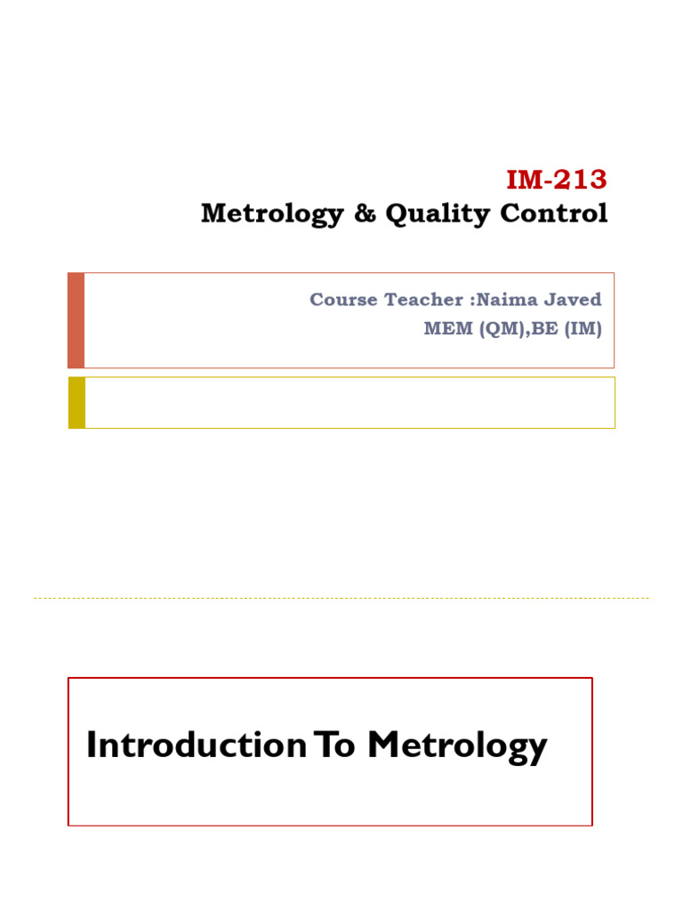 Introduction To Metrology | PDF | Observational Error | Calibration