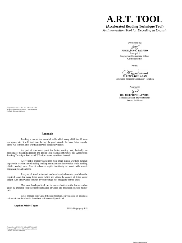 Revised Art Tool in English | PDF | Linguistics